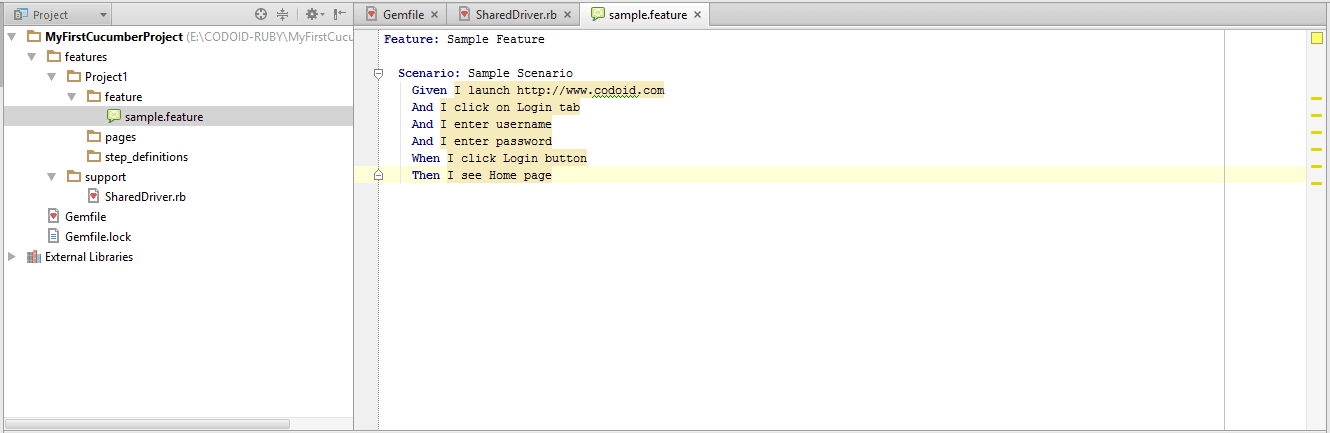Creating a Ruby Cucumber Project - Codoid